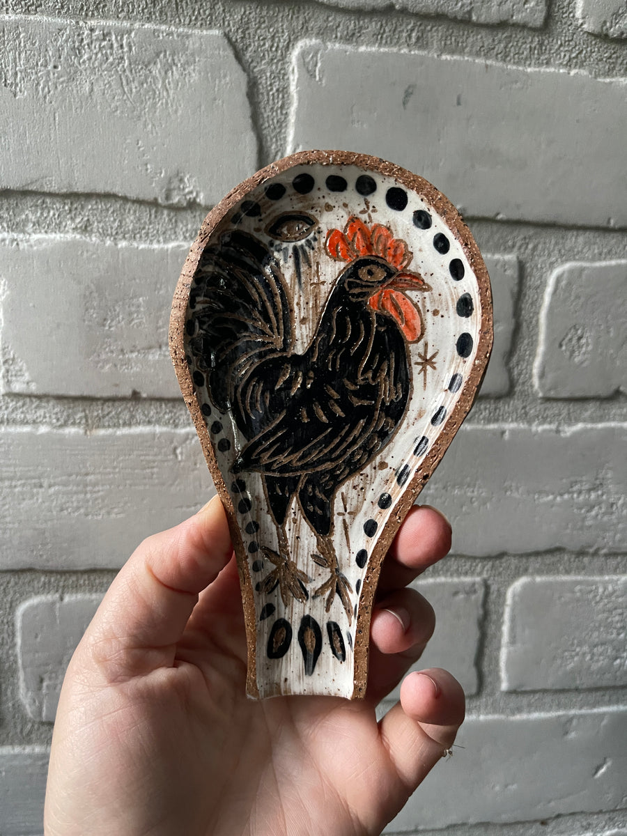 Sm Rooster Spoon Rest – Native House Ceramic Co.